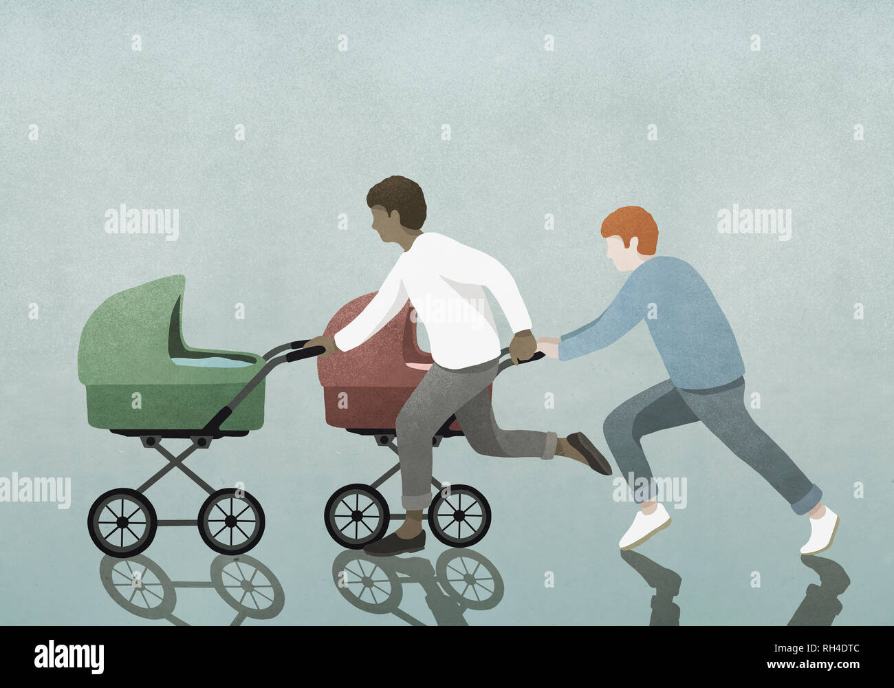 Fathers racing baby strollers Stock Photo - Alamy