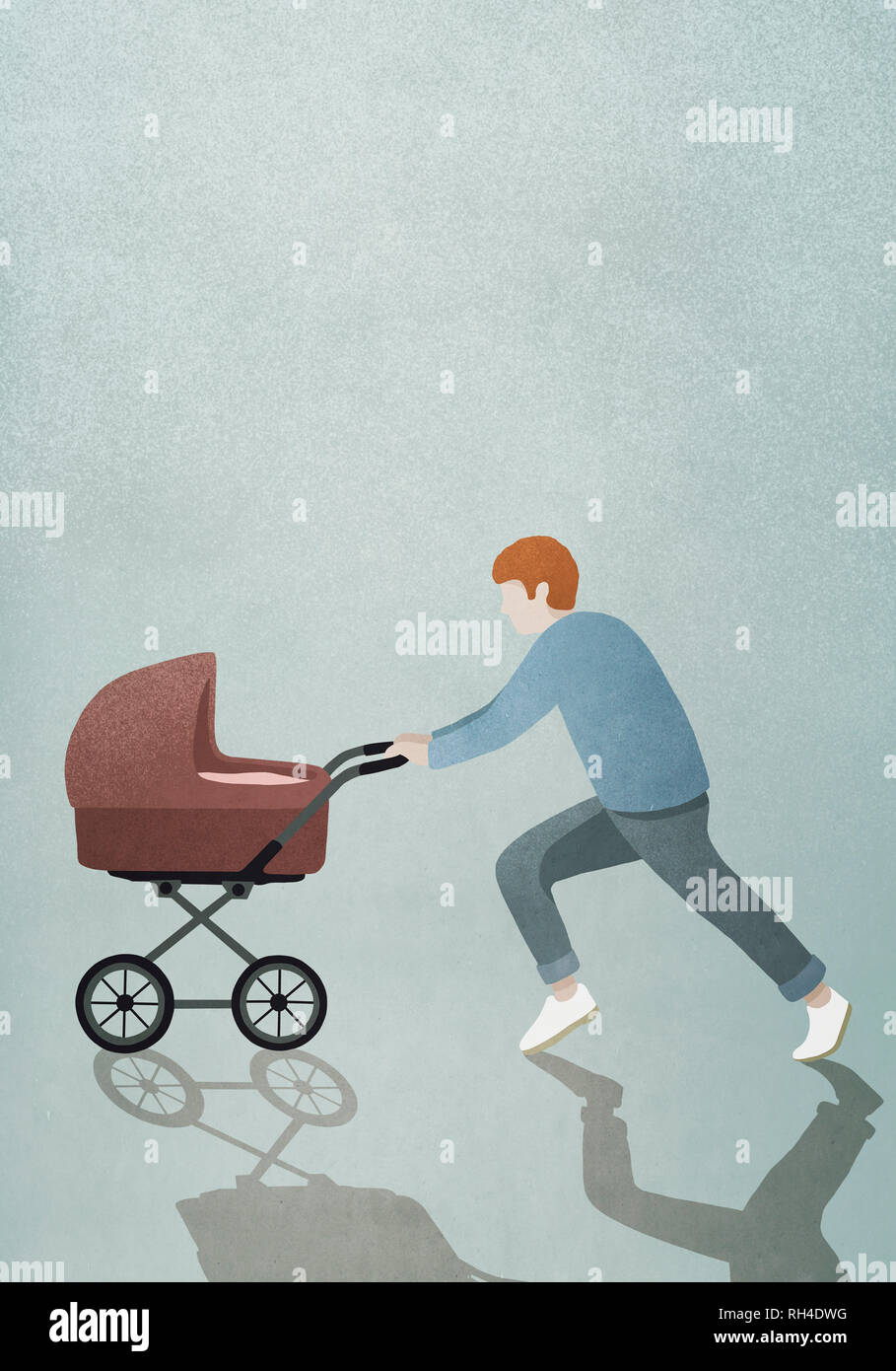 Father running with baby stroller Stock Photo - Alamy