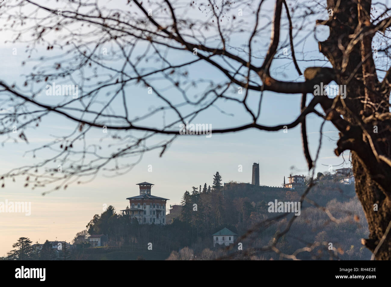 Tarcento. Historic houses at sunset Stock Photo - Alamy
