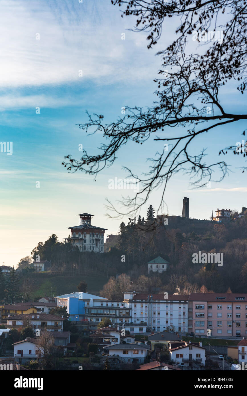 Tarcento. Historic houses at sunset Stock Photo - Alamy