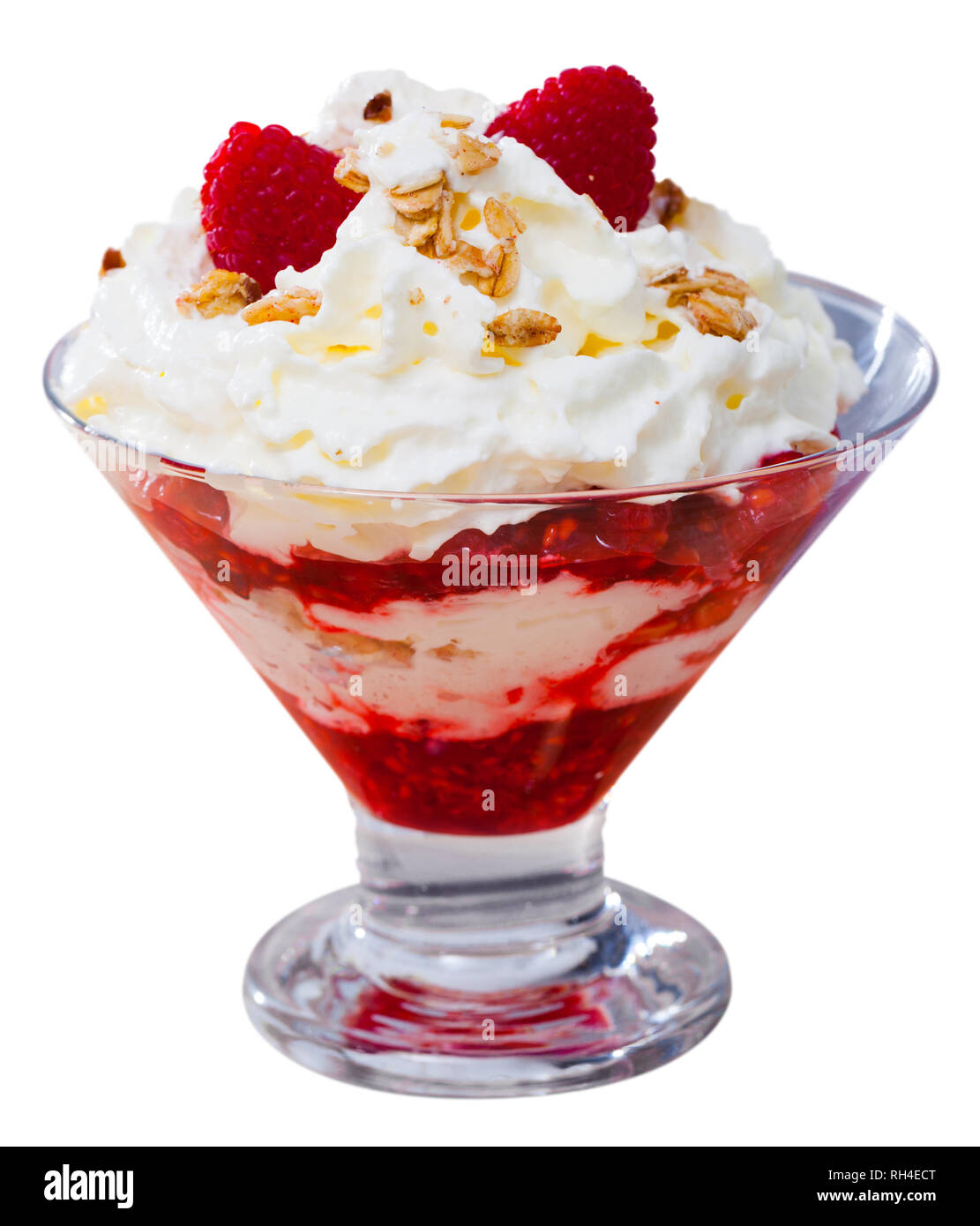 Cranachan – traditional scottish dessert. Whipped cream with berries ...