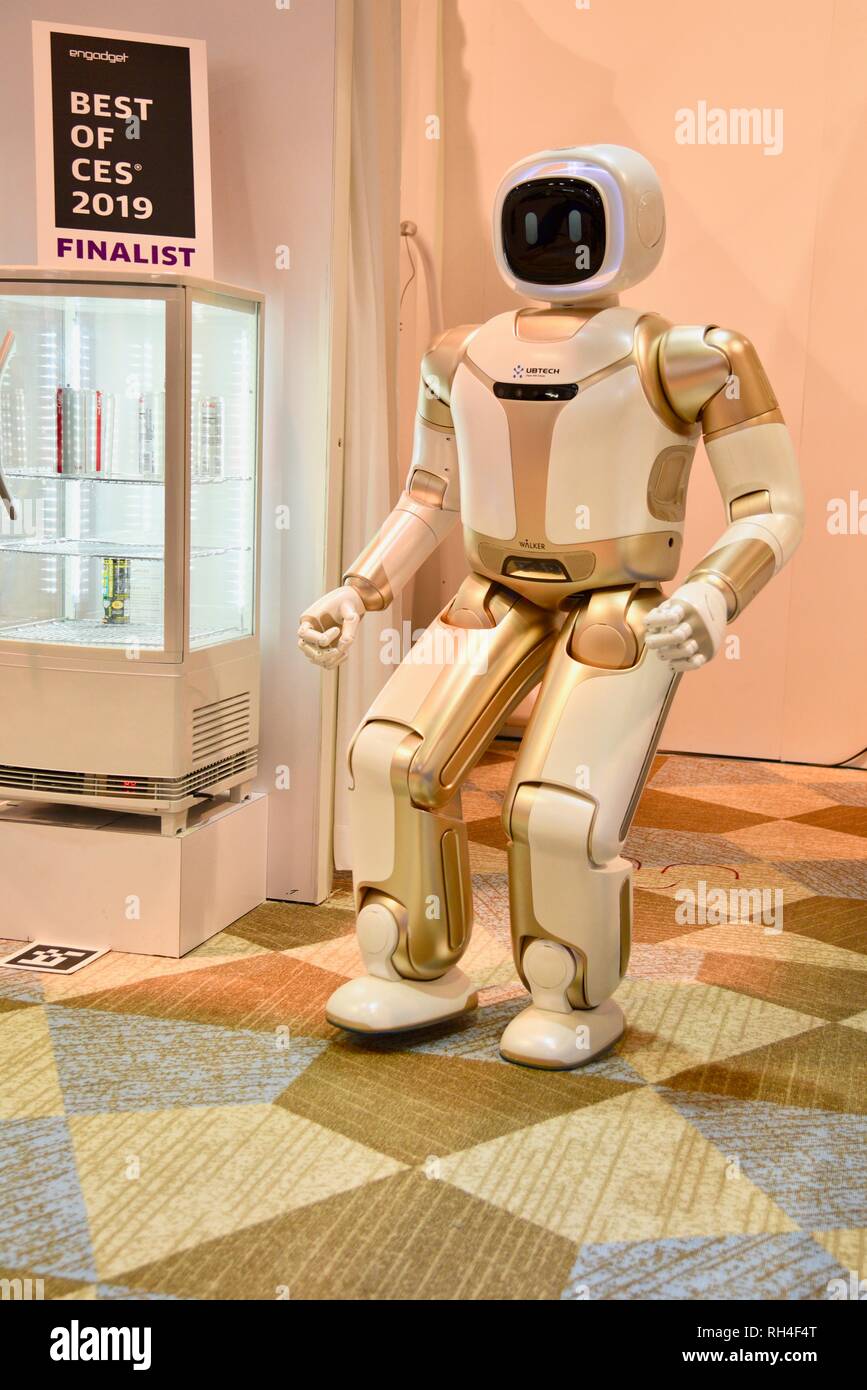 Ubtech's humanoid robot, Walker, demonstrates robotic skills at exhibit ...