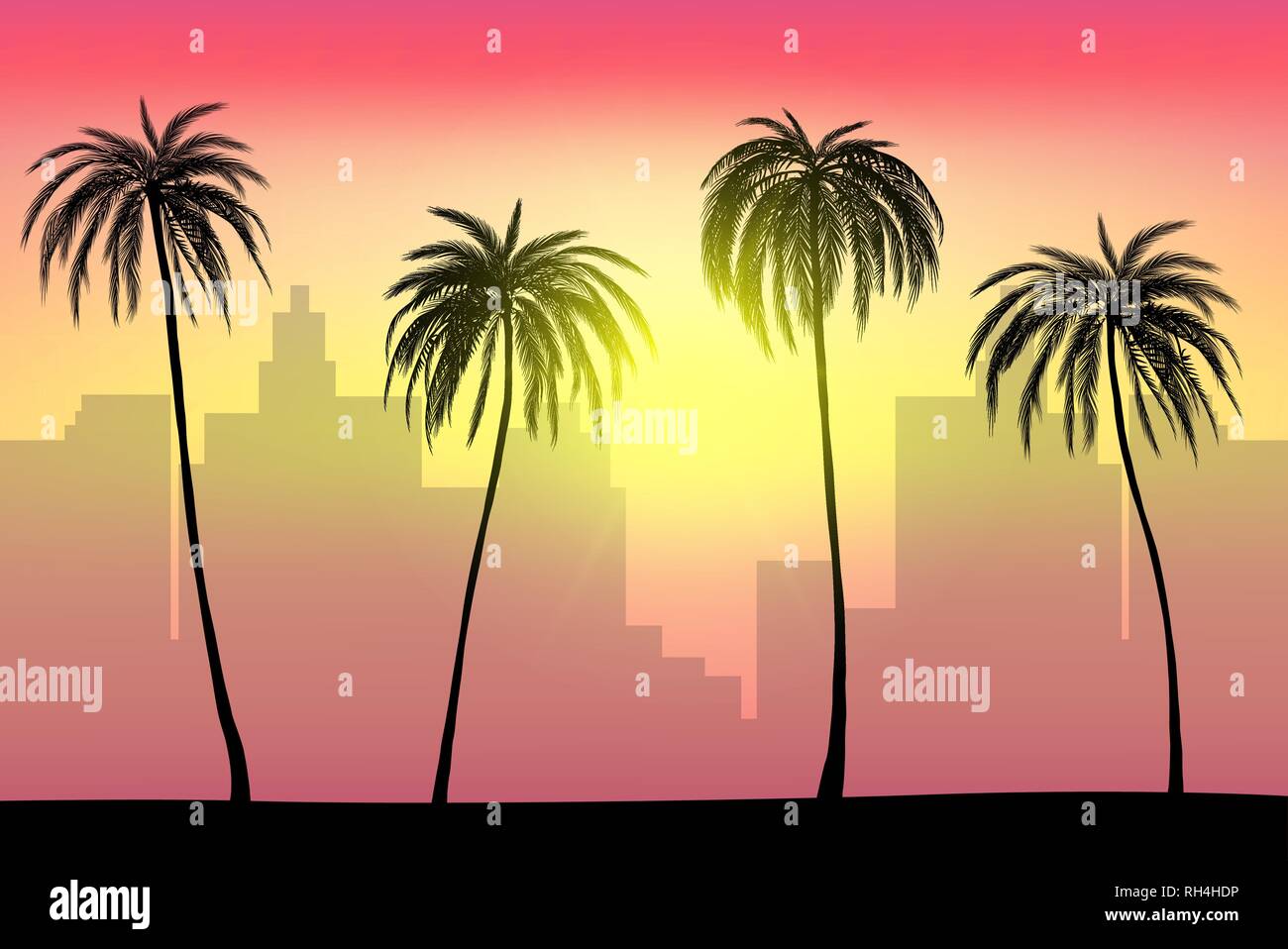 Palm Trees Sunset City