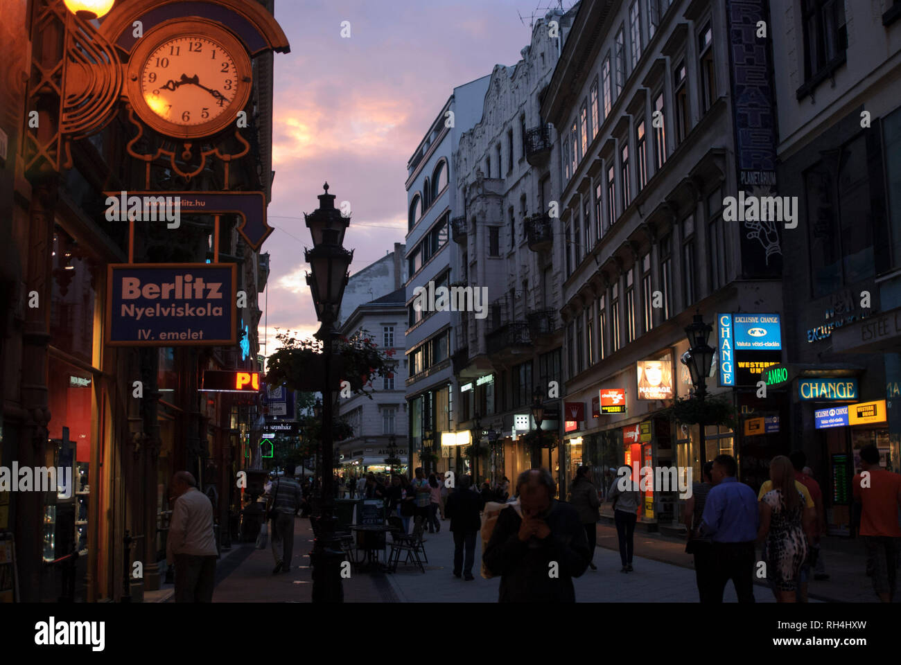 Vaci street in Budapest night view Stock Photo - Alamy