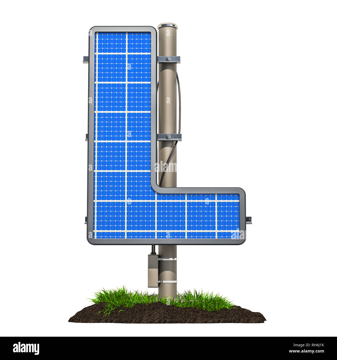 Alphabet letter L. Solar panel in shaped of letter L, 3D rendering ...