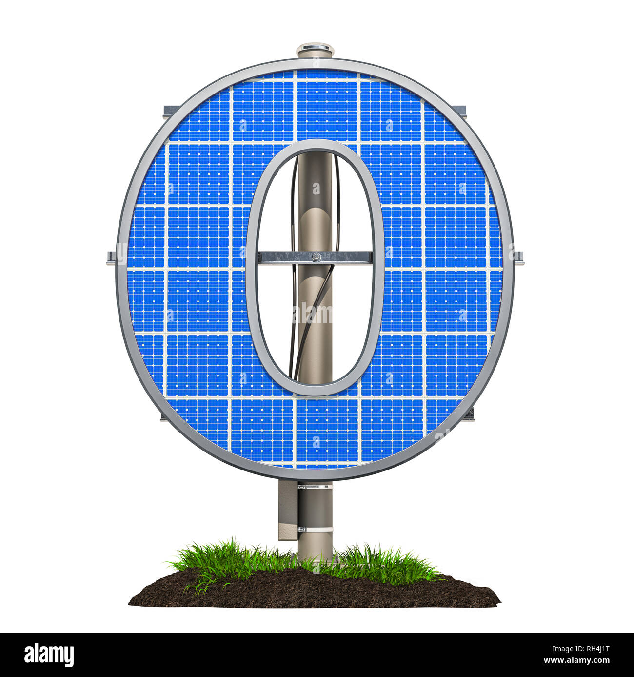 Alphabet letter O. Solar panel in shaped of letter O, 3D rendering ...