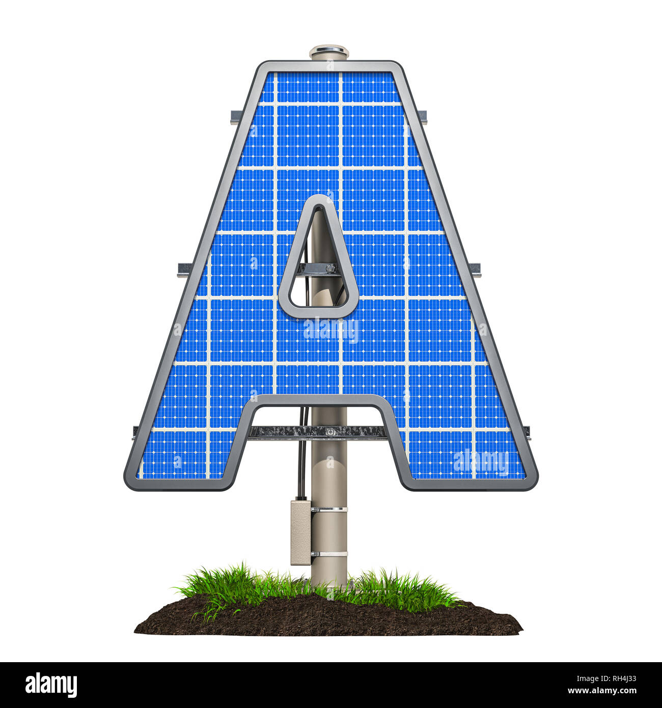 Alphabet letter A. Solar panel in shaped of letter A, 3D rendering ...
