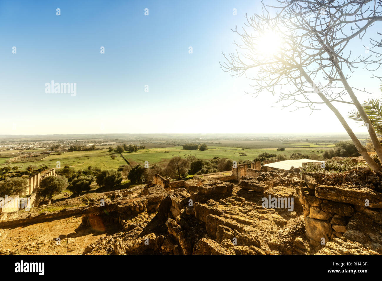 Sunny landscape with archaeological remains Stock Photo - Alamy