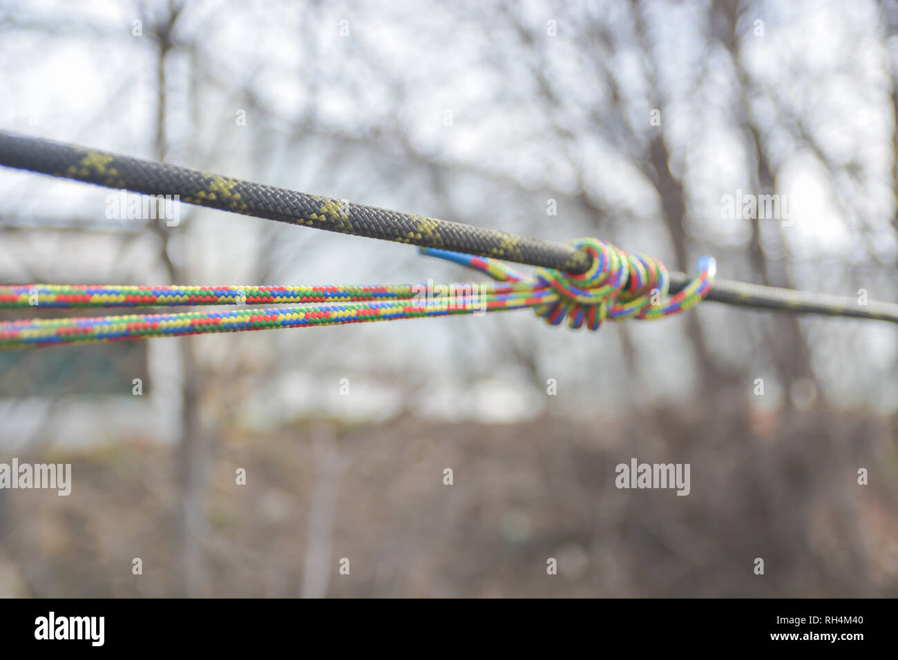 Climbing rope with knots hi-res stock photography and images - Alamy