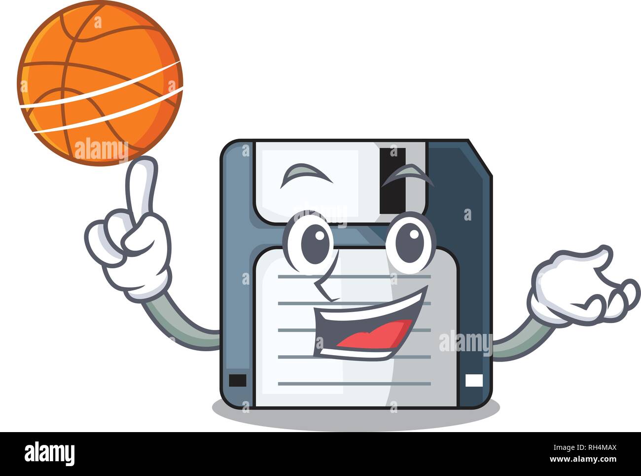 With basketball cartoon shape in the floppy disk Stock Vector Image ...