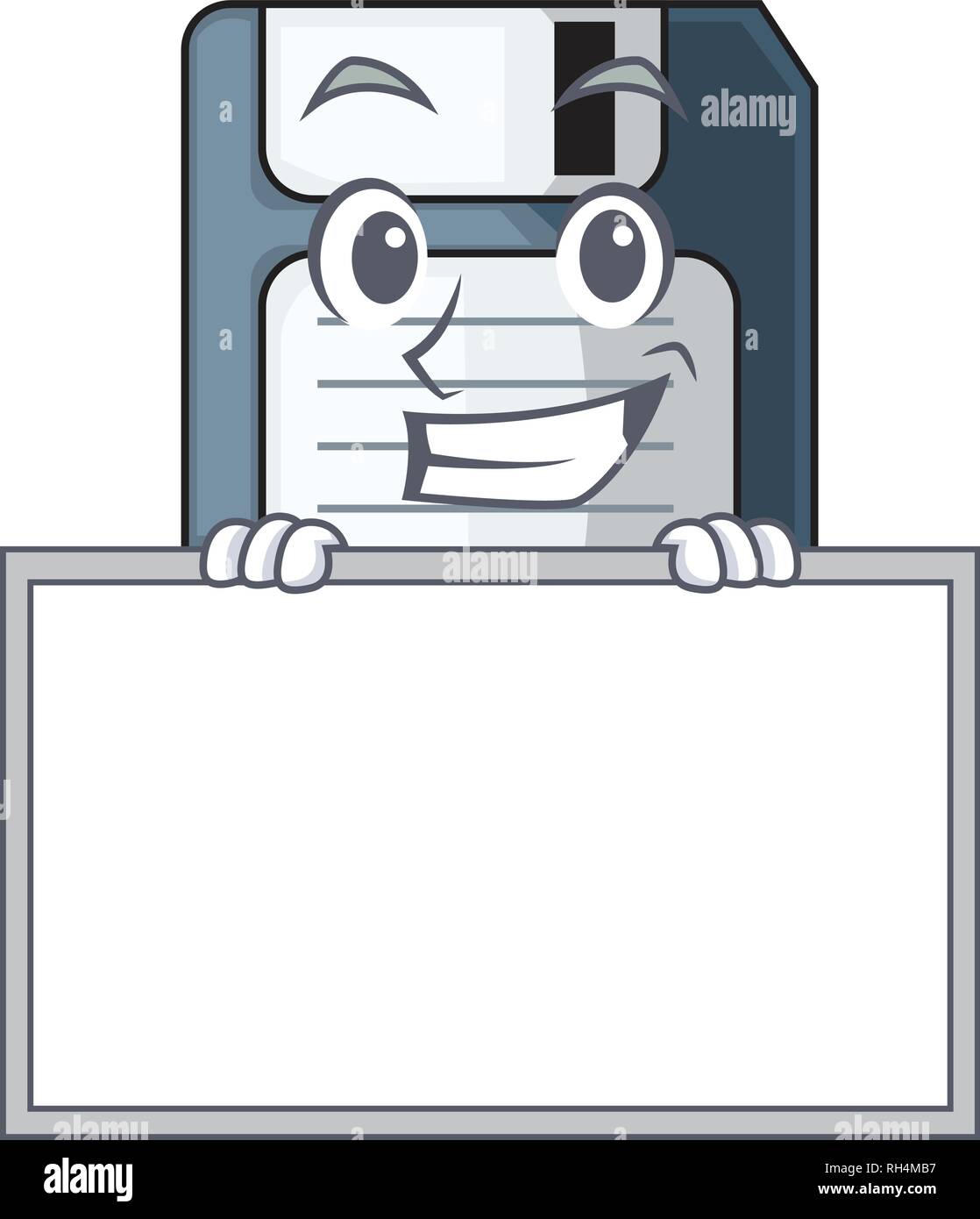 Grinning with board cartoon shape in the floppy disk Stock Vector Image ...