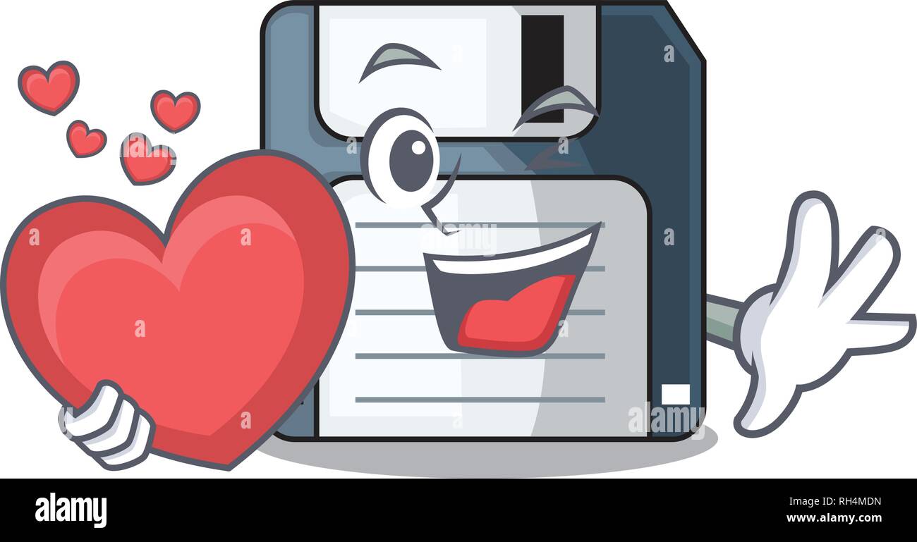 With heart floppy disk in the character funny Stock Vector Image & Art ...