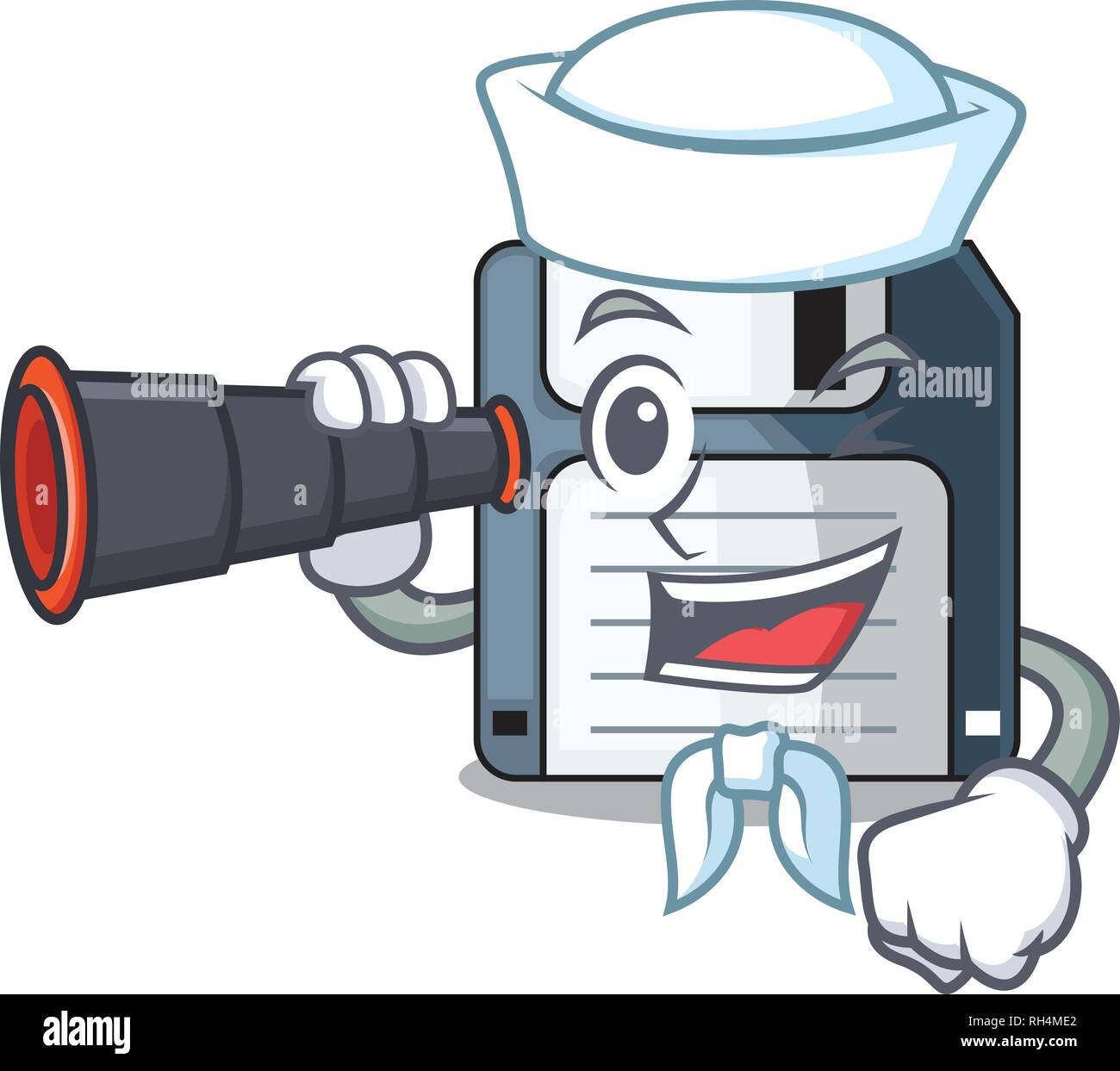 Sailor with binocular floppy disk in the character funny Stock Vector ...