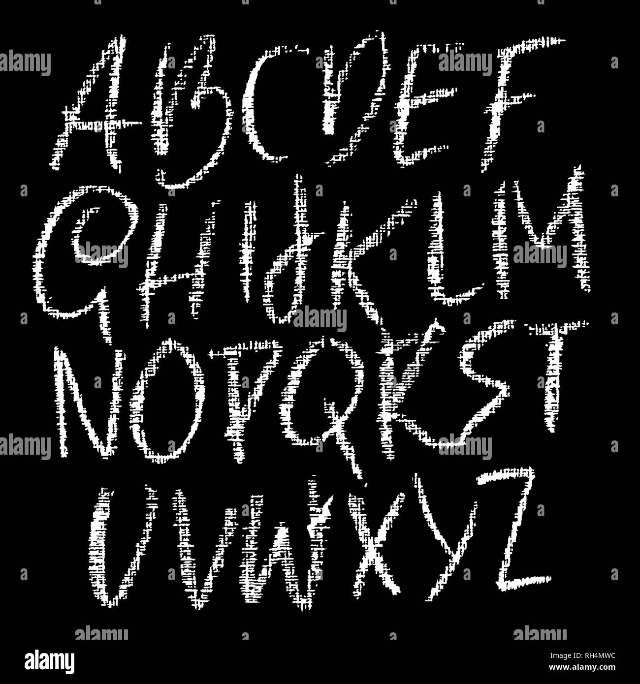 Chalk textured font. Grunge script on chalkboard. Vector calligraphy ...