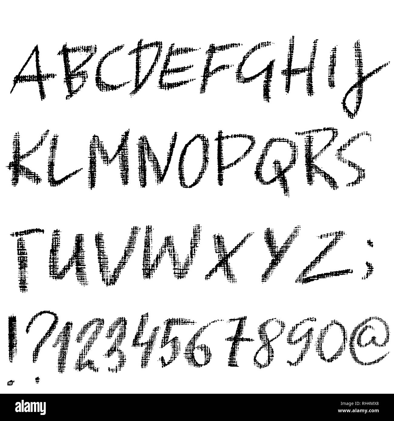 Crayon textured font. Grunge script on white background. Vector ...