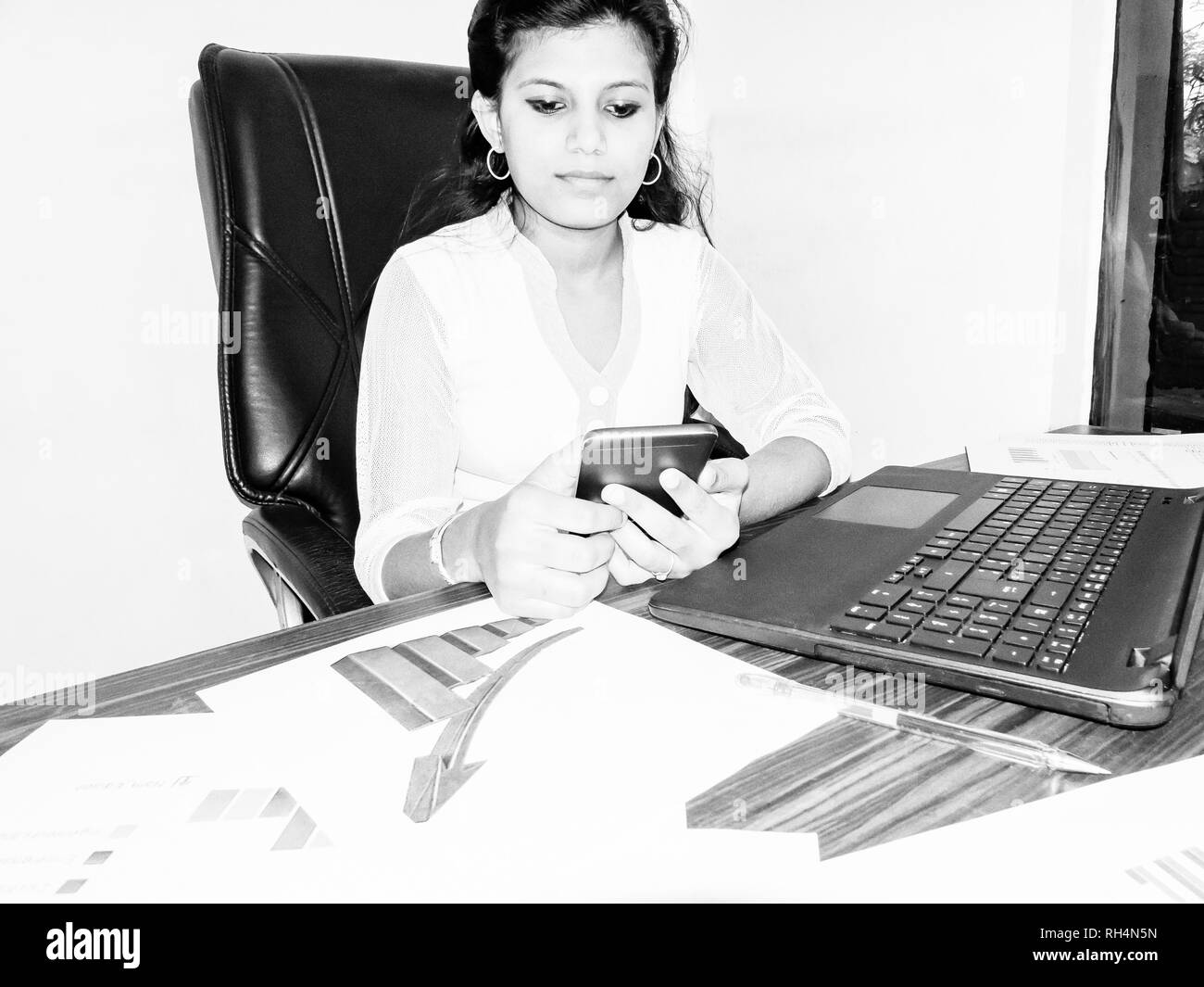 Indian Office Girl Black and White Stock Photos & Images - Alamy