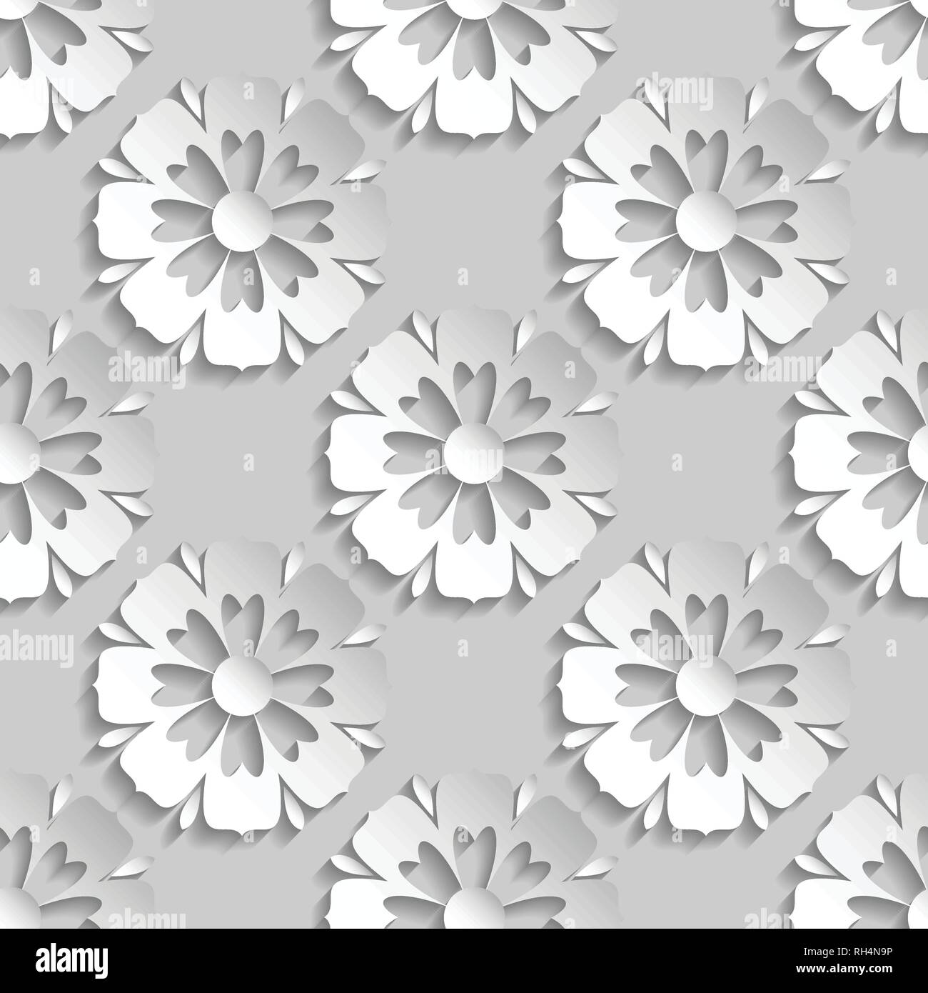 3D white pattern Paper cut, Vector damask seamless pattern Elegant ...