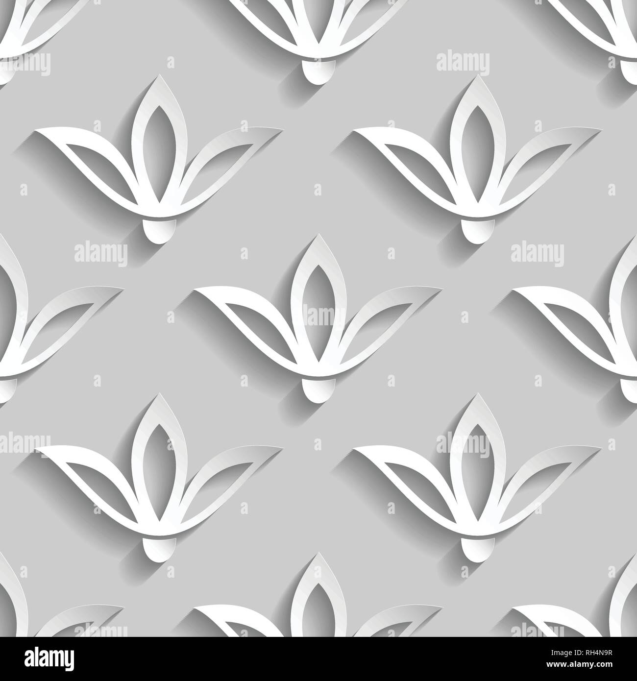3D white pattern Paper cut, Vector damask seamless pattern Elegant ...