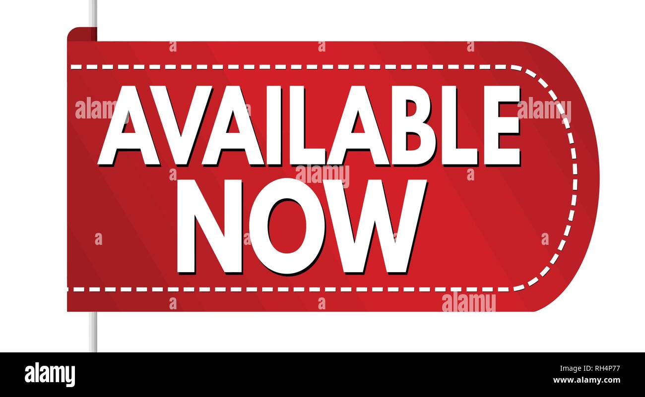 Available now banner design on white background, vector illustration ...