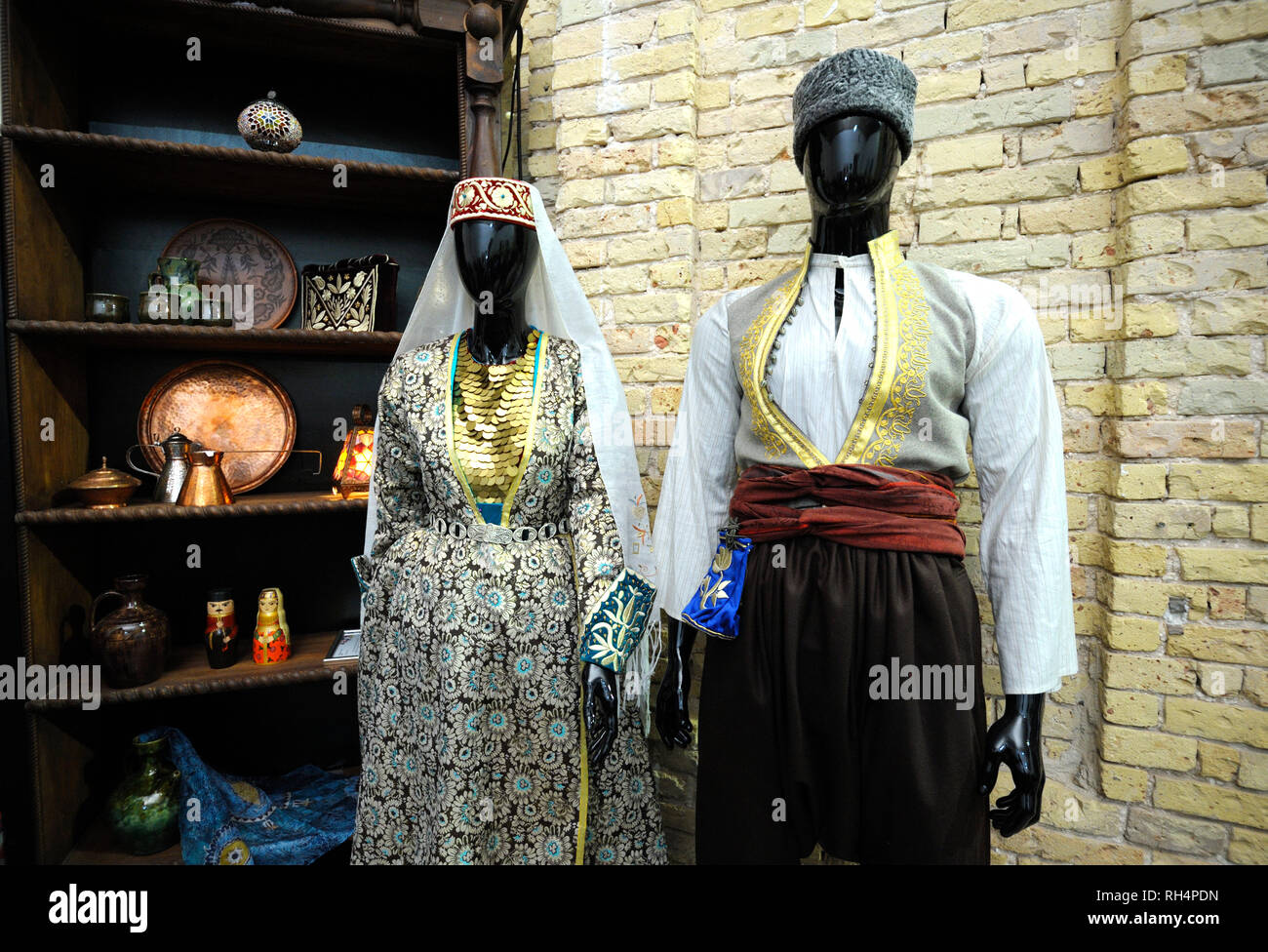 Traditional Crimean Tartar male and female dresses put on dummies ...