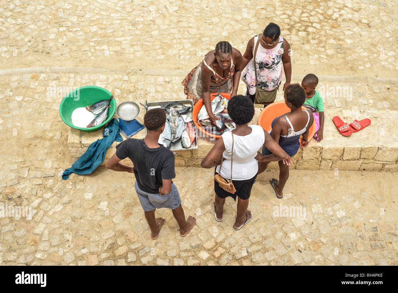 Cape Verde, Maio Island: fish market after a fishing trip, in Vila do ...