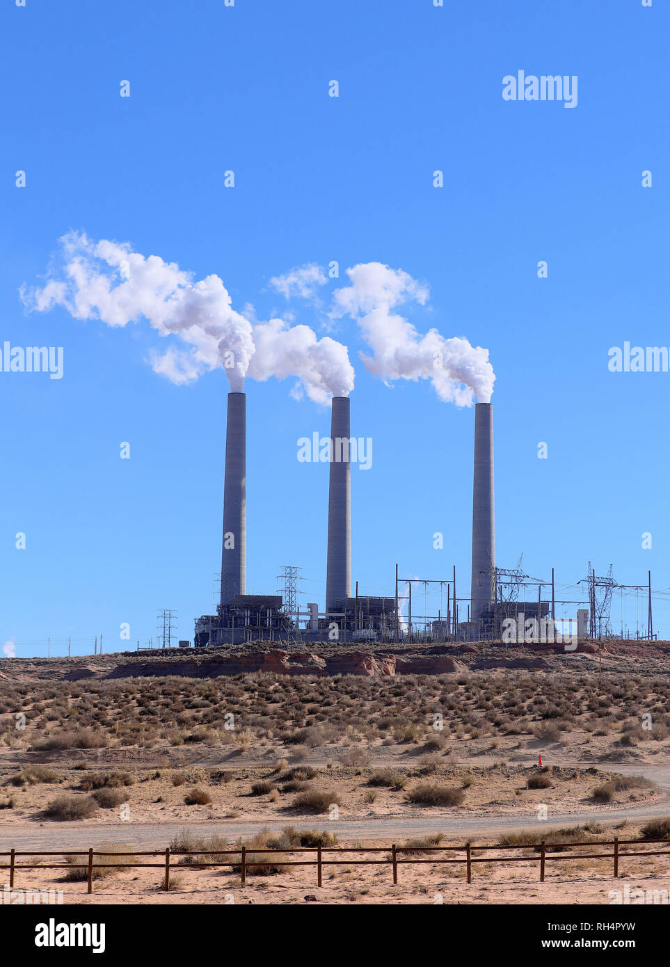 USA, Arizona: three electric generating units of the Navajo Generating ...