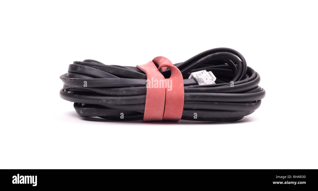 Telephone cable isolated on a white background Stock Photo - Alamy