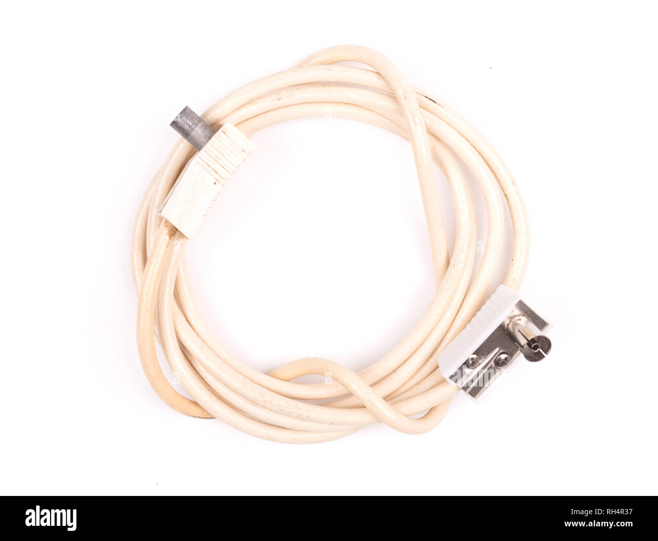 Old tv cable, isolated on a white background Stock Photo - Alamy