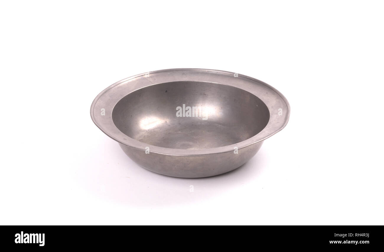 Very old tin pot, isolated on white Stock Photo - Alamy