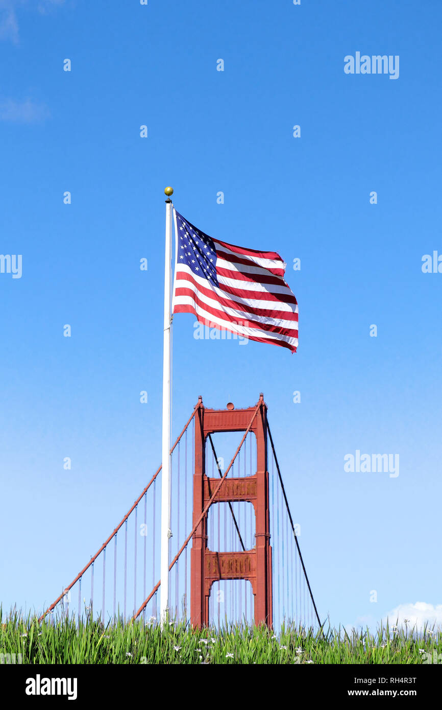 American flag golden gate bridge hi-res stock photography and images ...