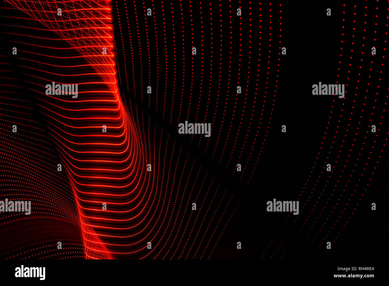Several red dotted lines with abstract shapes. Light painting ...