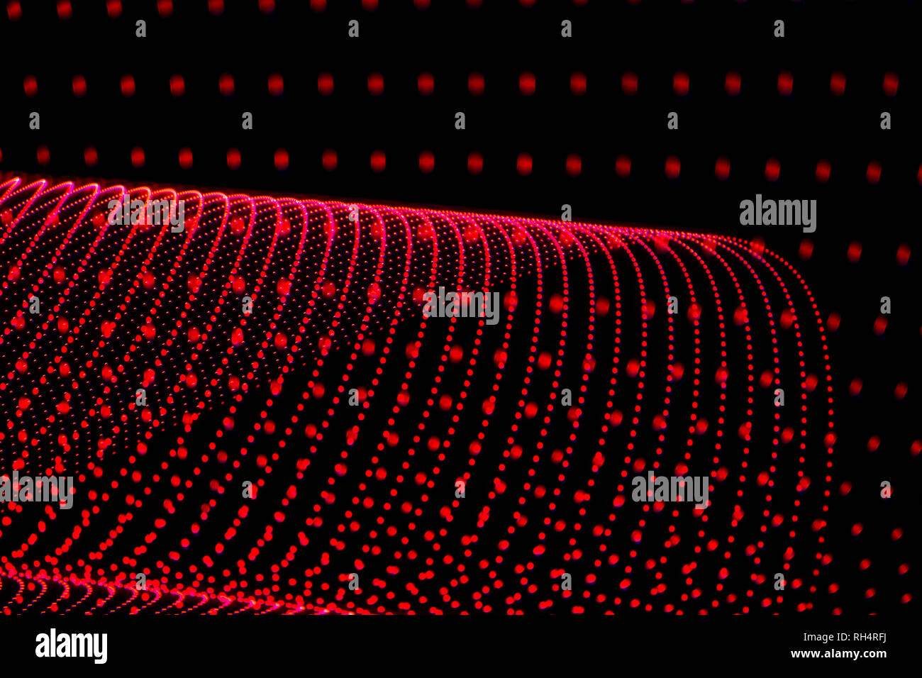 Several red dotted lines with abstract shapes. Light painting ...