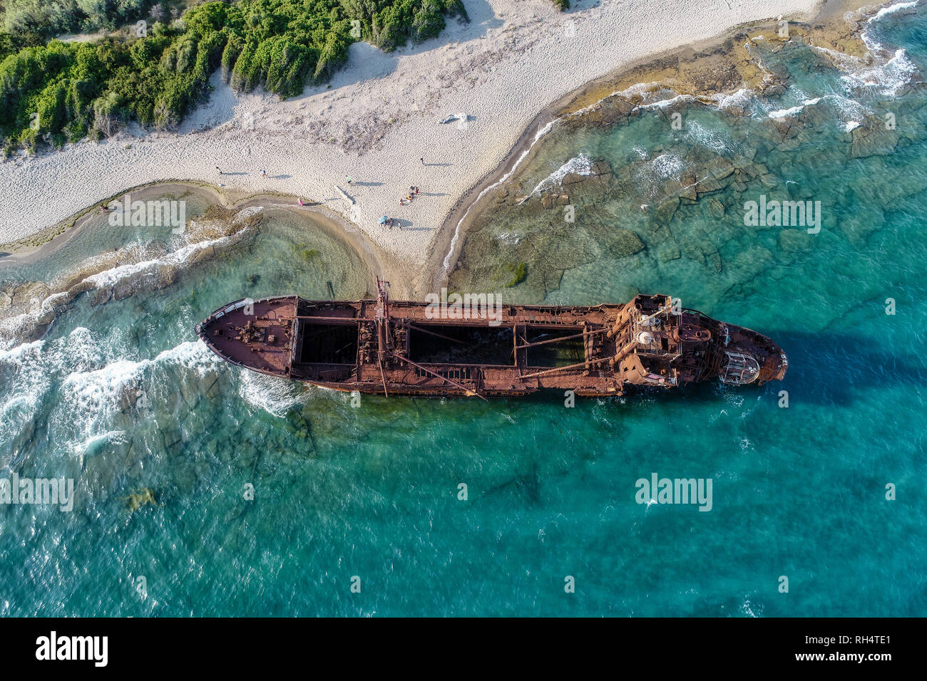 aerial view of Shipwreck Dimitrios (formerly called Klintholm) in ...