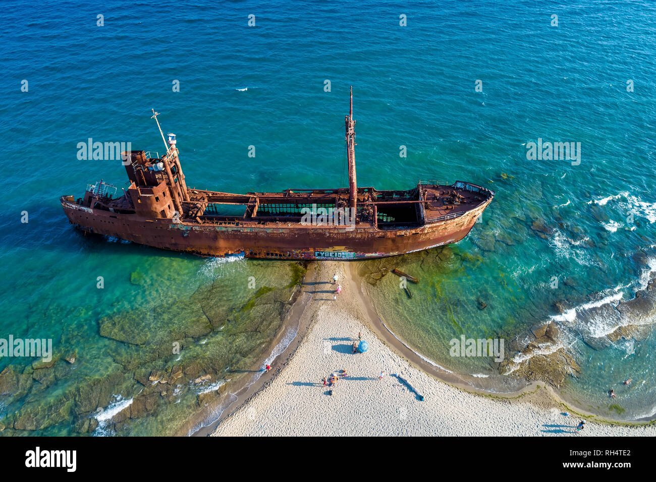 aerial view of Shipwreck Dimitrios (formerly called Klintholm) in ...
