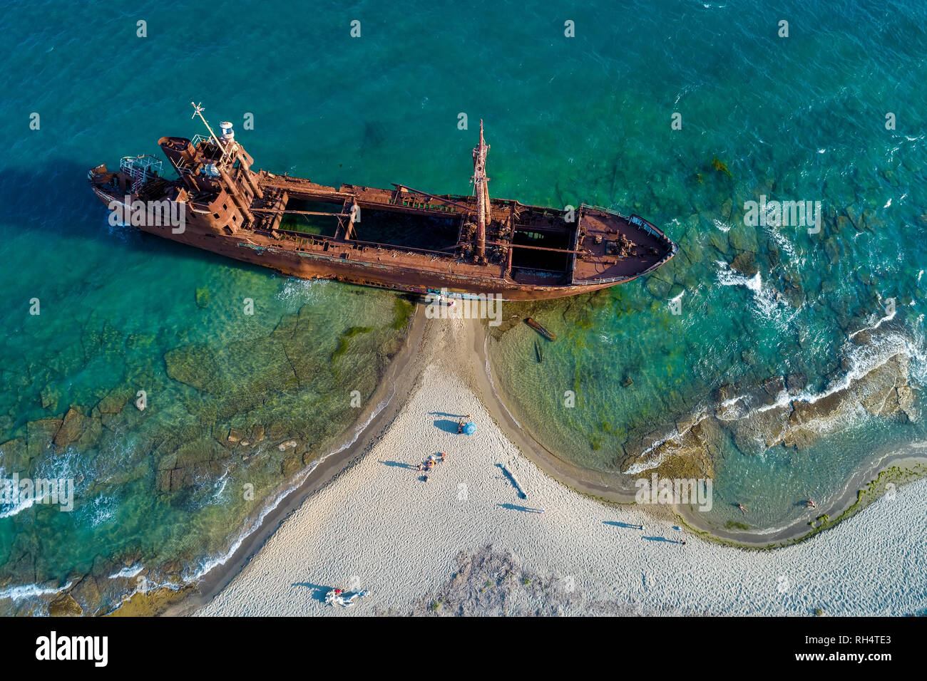 aerial view of Shipwreck Dimitrios (formerly called Klintholm) in ...