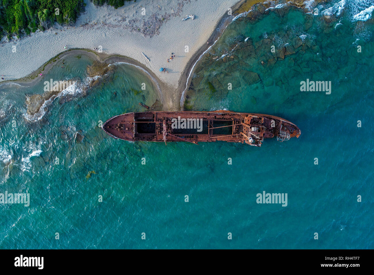 aerial view of Shipwreck Dimitrios (formerly called Klintholm) in ...