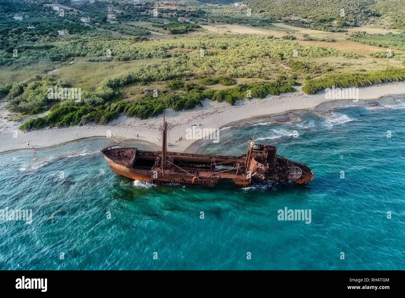 aerial view of Shipwreck Dimitrios (formerly called Klintholm) in ...