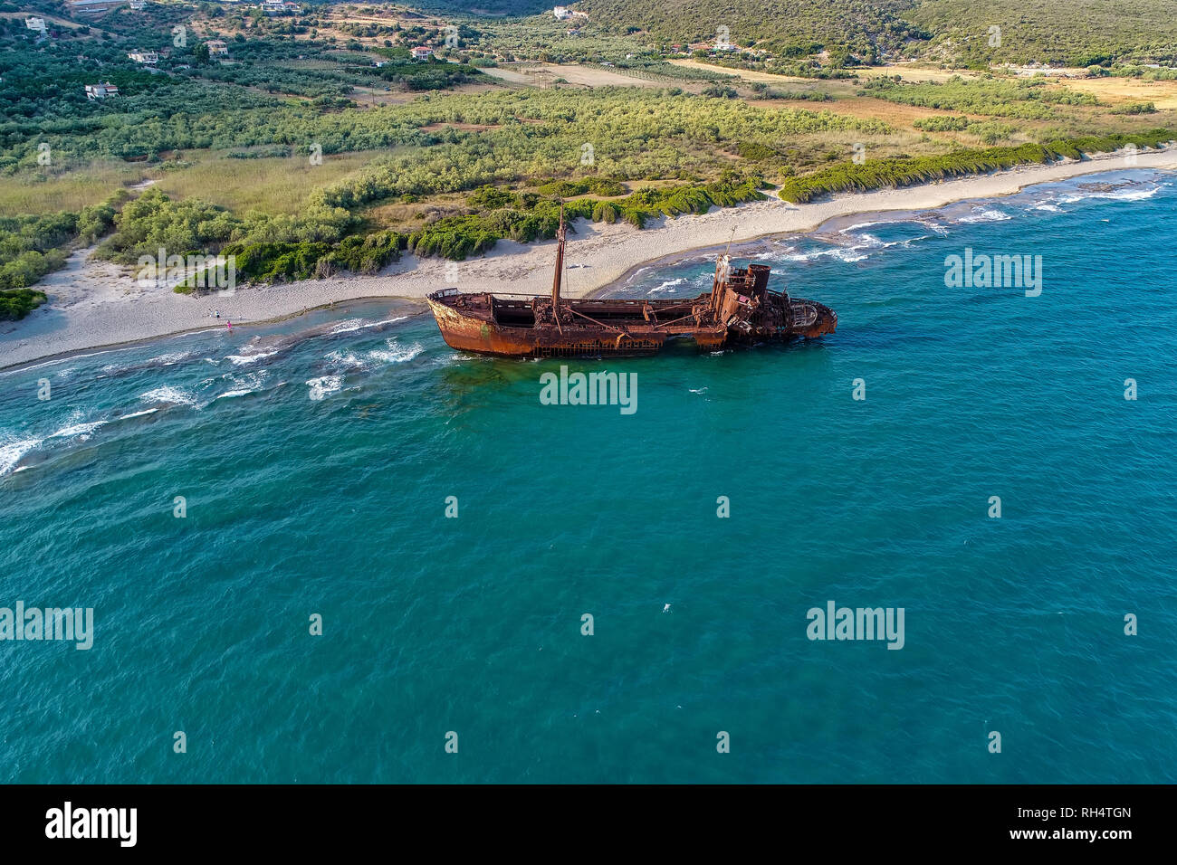 aerial view of Shipwreck Dimitrios (formerly called Klintholm) in ...
