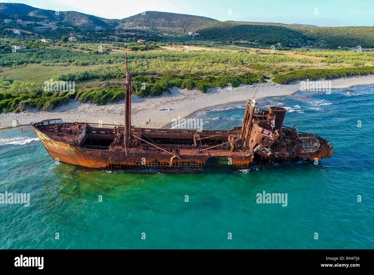 aerial view of Shipwreck Dimitrios (formerly called Klintholm) in ...