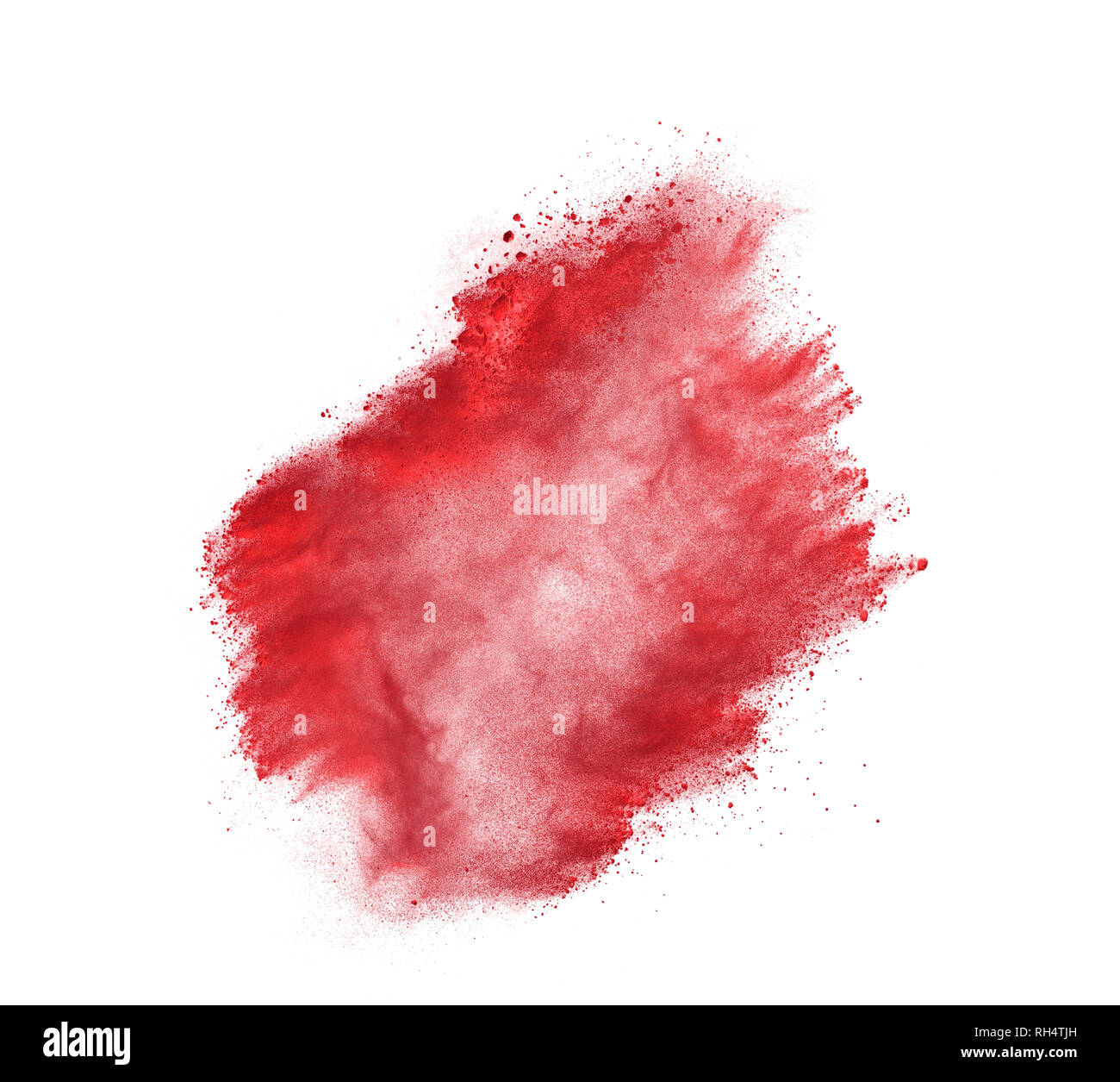 Freeze motion of red dust explosion isolated on white background Stock ...