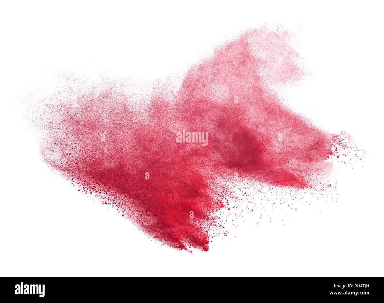 Freeze motion of red dust explosion isolated on white background Stock ...