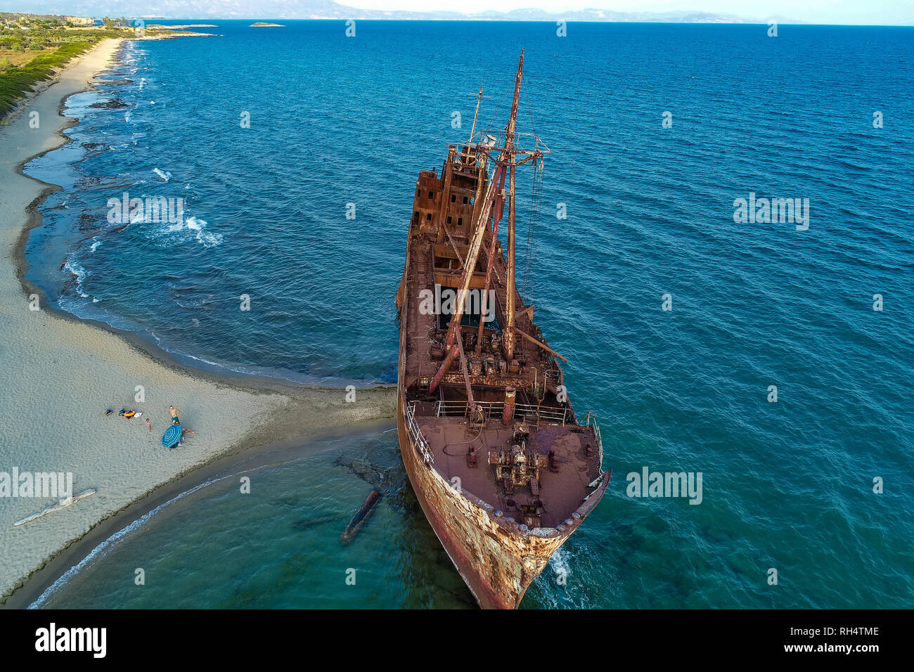 aerial view of Shipwreck Dimitrios (formerly called Klintholm) in ...
