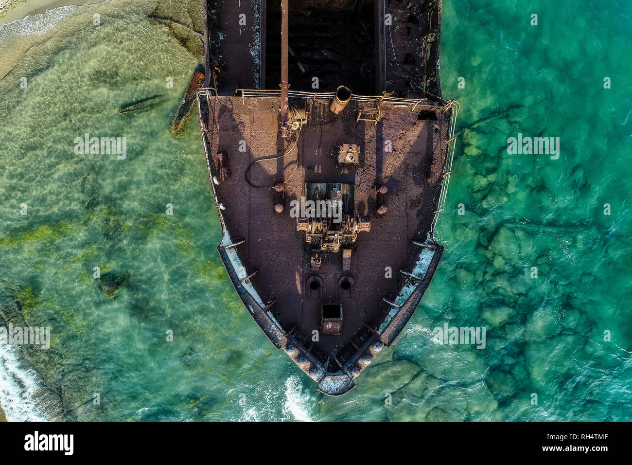 aerial view of Shipwreck Dimitrios (formerly called Klintholm) in ...