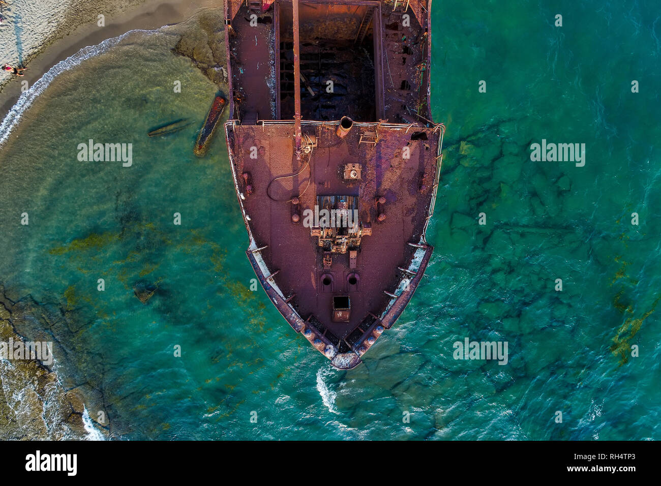 aerial view of Shipwreck Dimitrios (formerly called Klintholm) in ...