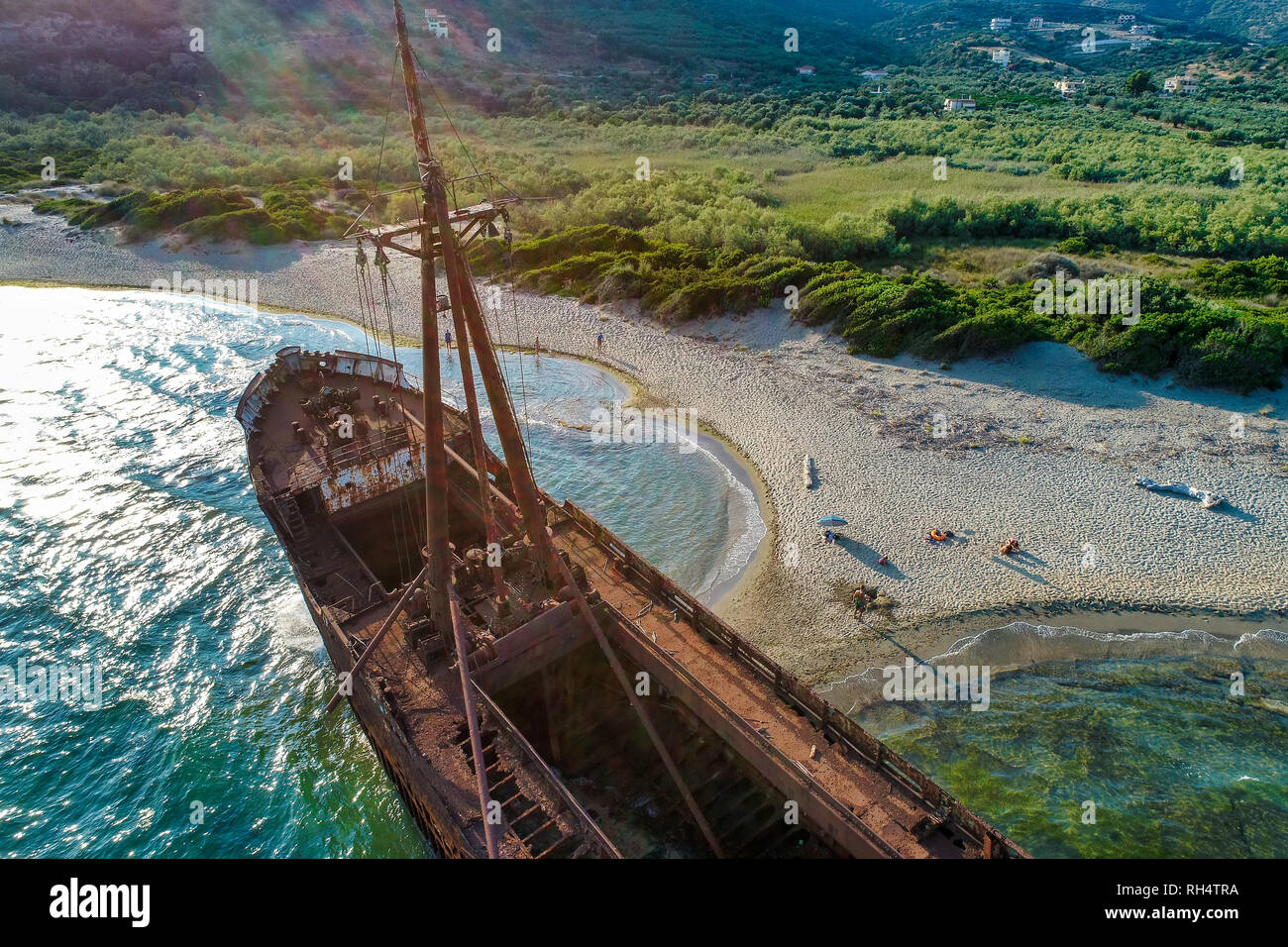 aerial view of Shipwreck Dimitrios (formerly called Klintholm) in ...