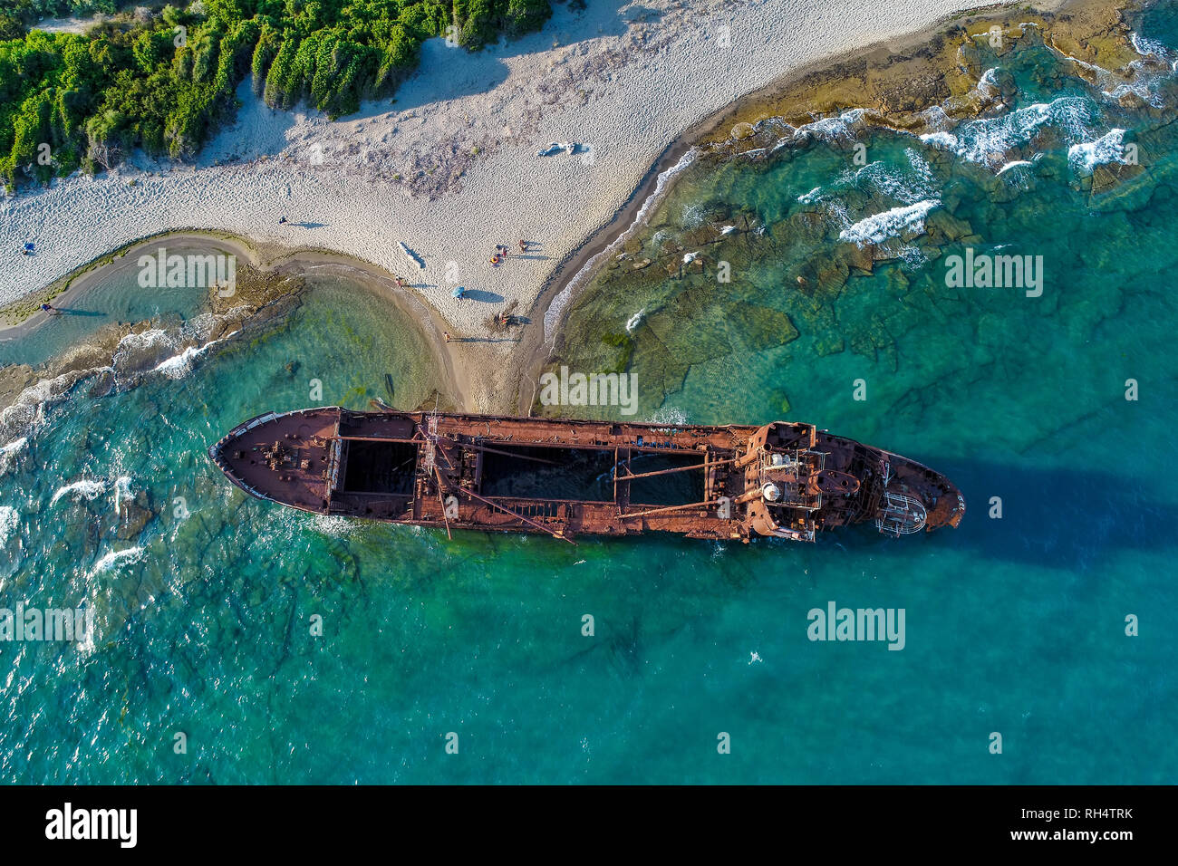 aerial view of Shipwreck Dimitrios (formerly called Klintholm) in ...