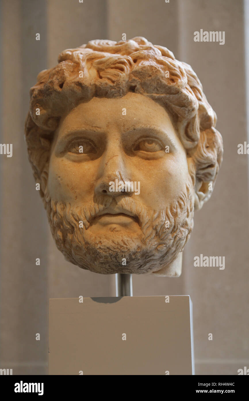 Marble portrait of the emperor Hadrian (76-138). Roman, Imperial, ca ...