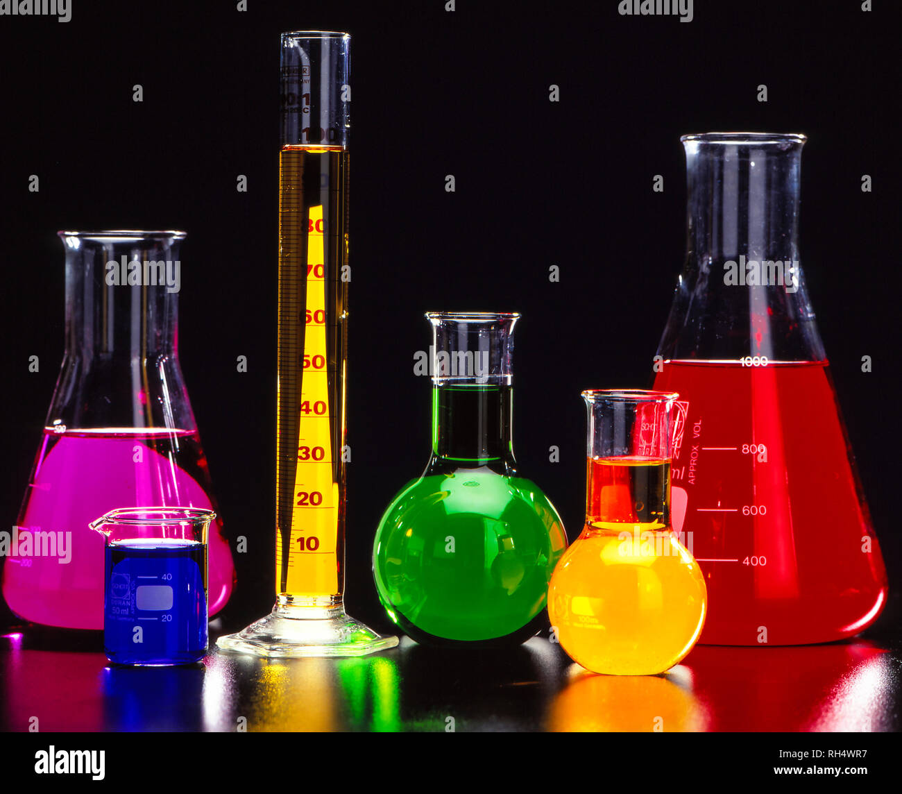 Colorful chemicals in a lab Stock Photo - Alamy