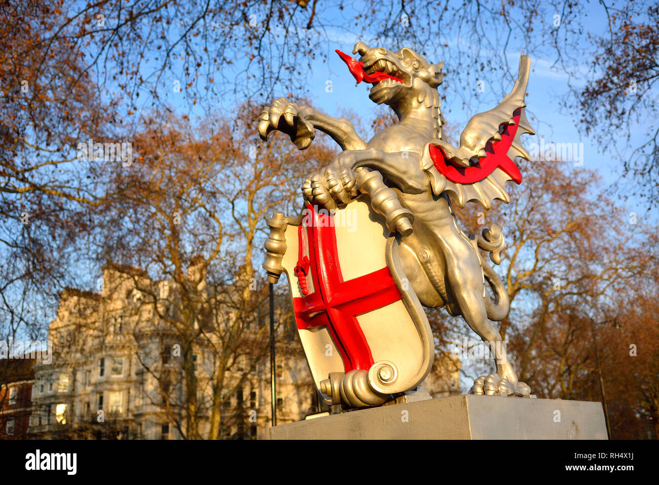 London, England, UK. Dragon marking the boundary of the City of London ...