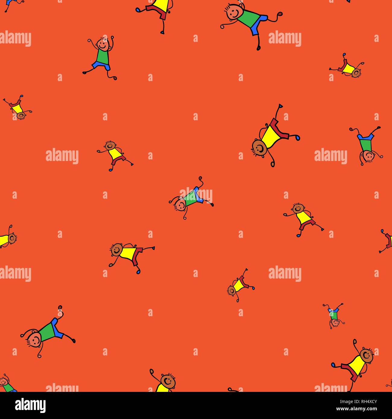 Kids seamless pattern in doodle style. Vector illustration on color ...